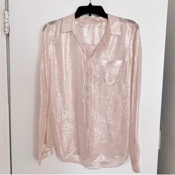 PAIGE | Tops | Paige Shiny Transparent See Through Shirt Size M | Poshmark
